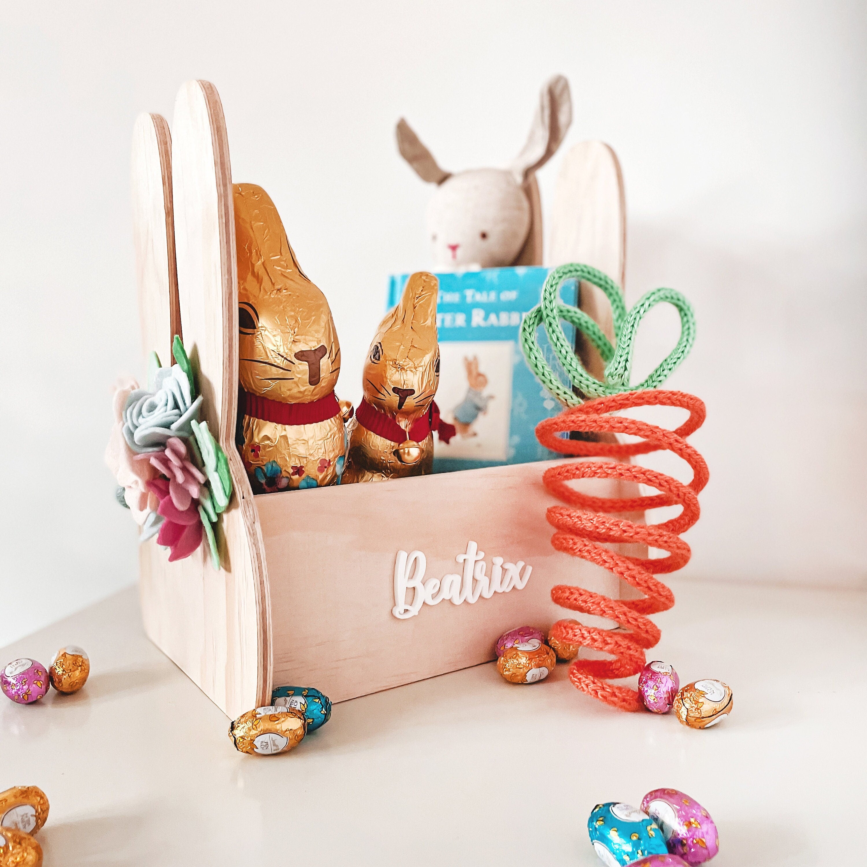Easter Basket - Easter Bunny Basket, Easter Bunny Box, Personalised Ea