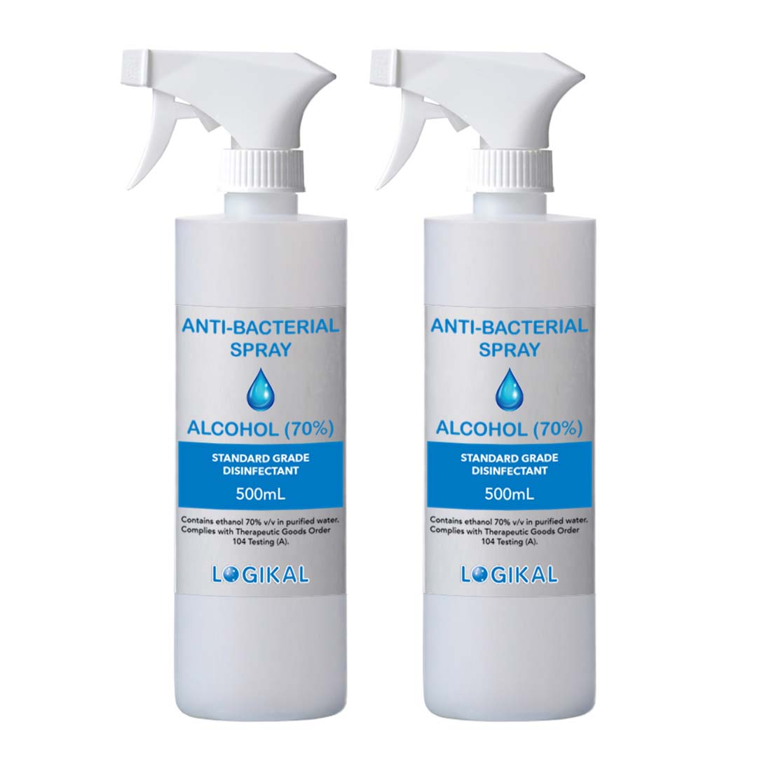 2X 500ml Standard Grade Disinfectant Anti-Bacterial Alcohol Spray Bott