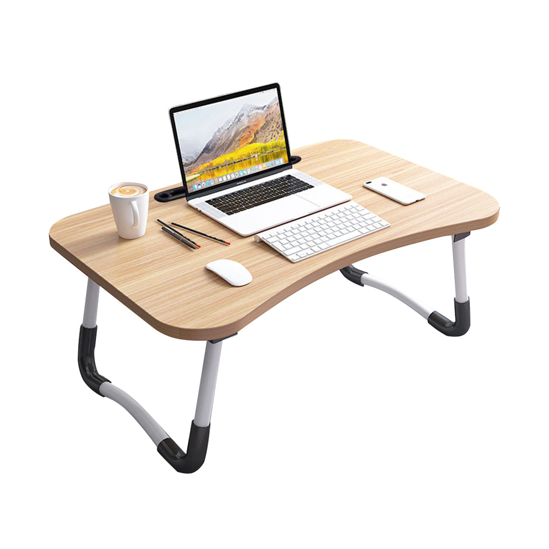 SOGA Walnut Portable Bed Table Adjustable Foldable Bed Sofa Study Tabl