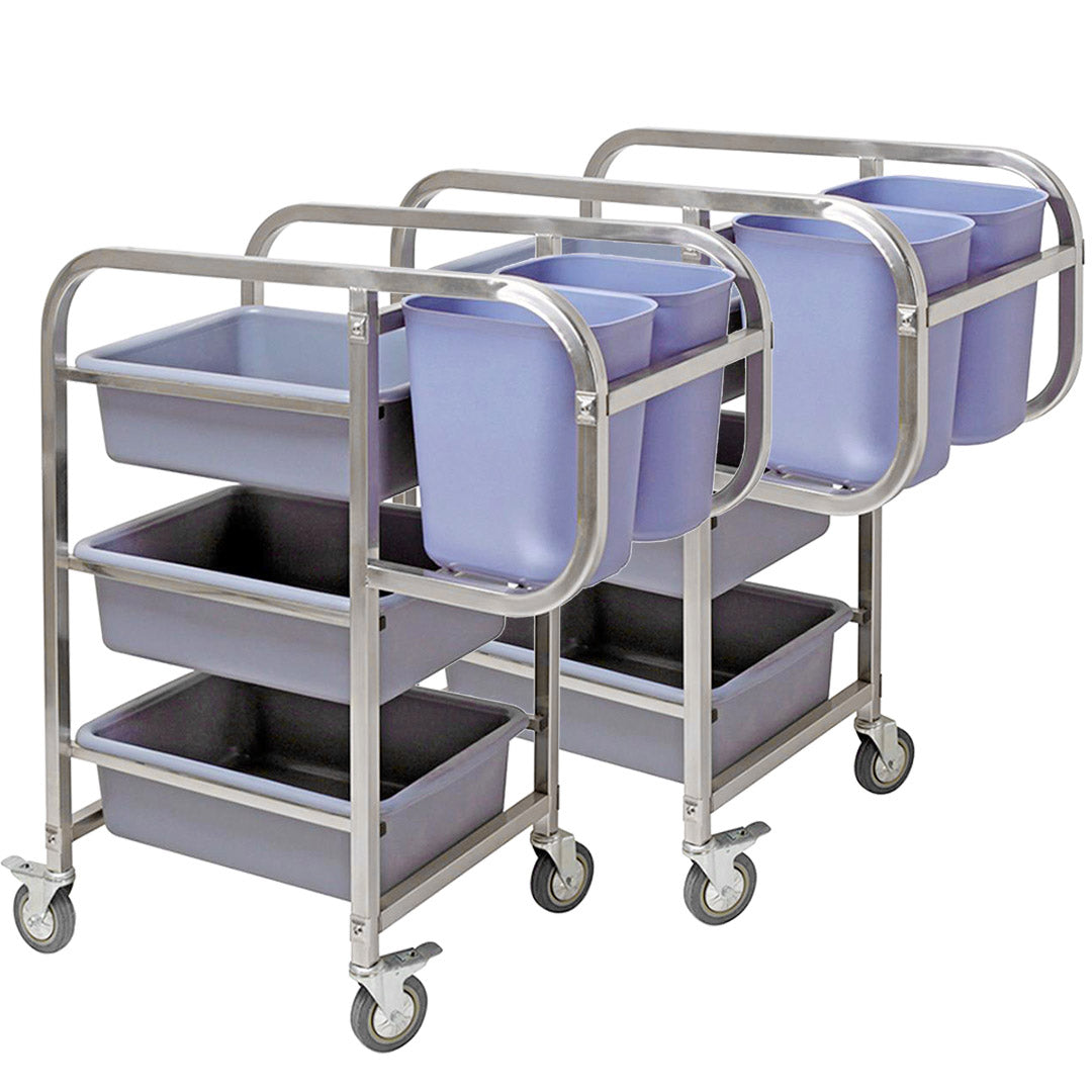 SOGA 2X 3 Tier Food Trolley Food Waste Cart Five Buckets Kitchen Food