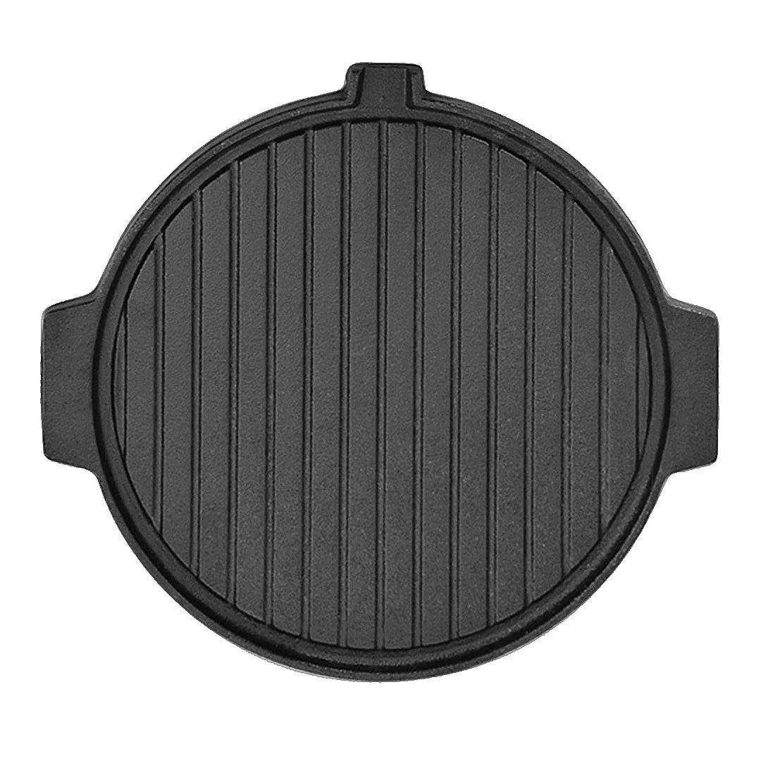 SOGA 30CM Round Cast Iron Korean BBQ Grill Plate with Handles and Drip