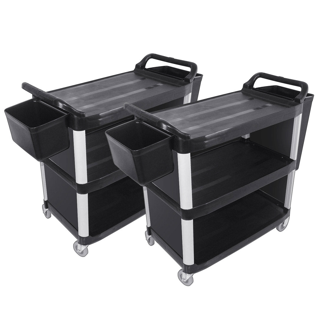 SOGA 2X 3 Tier Covered Food Trolley Food Waste Cart Storage Mechanic K