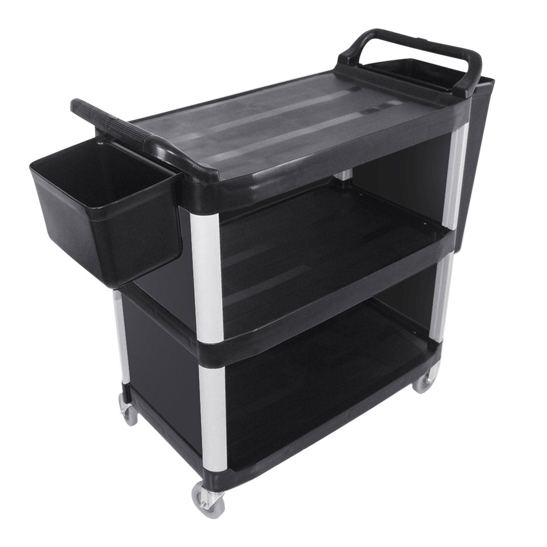 SOGA 3 Tier Covered Food Trolley Food Waste Cart Storage Mechanic Kitc
