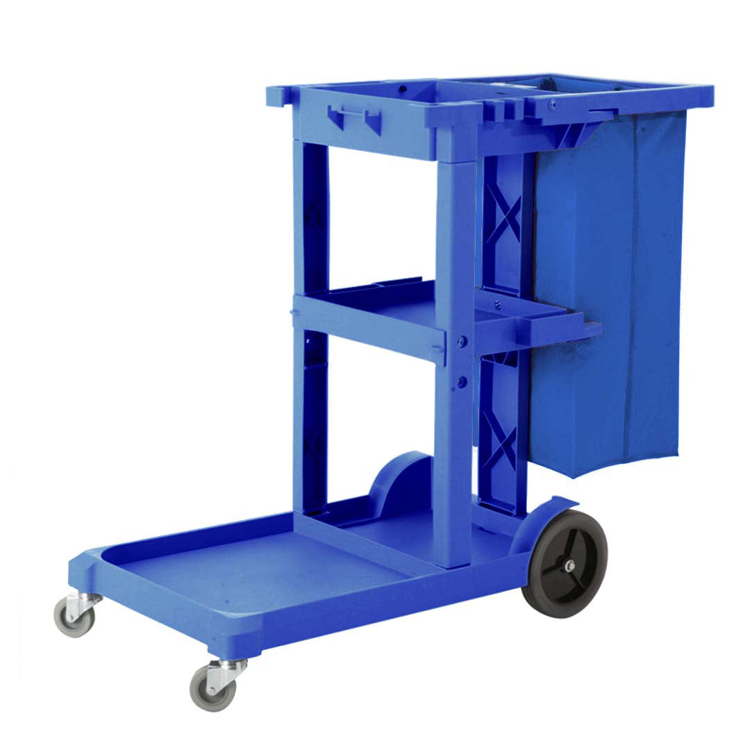 SOGA 3 Tier Multifunction Janitor Cleaning Waste Cart Trolley and Wate