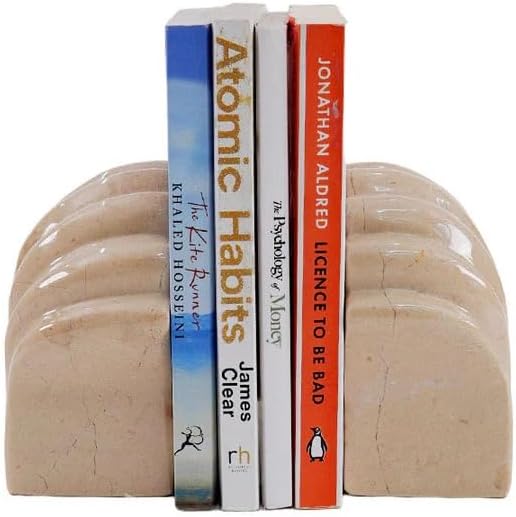 Radicaln Stylish Verona Shell Marble Bookends – Set o f 2 Handmade Hea