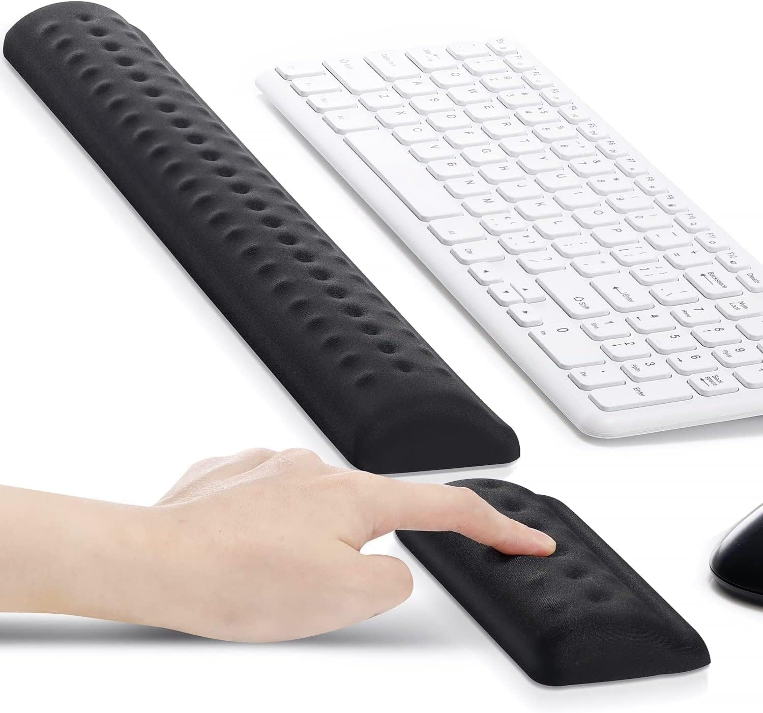 Keyboard Wrist Rest, Black Memory Foam Mouse Wrist Rest, Ergonomic Key
