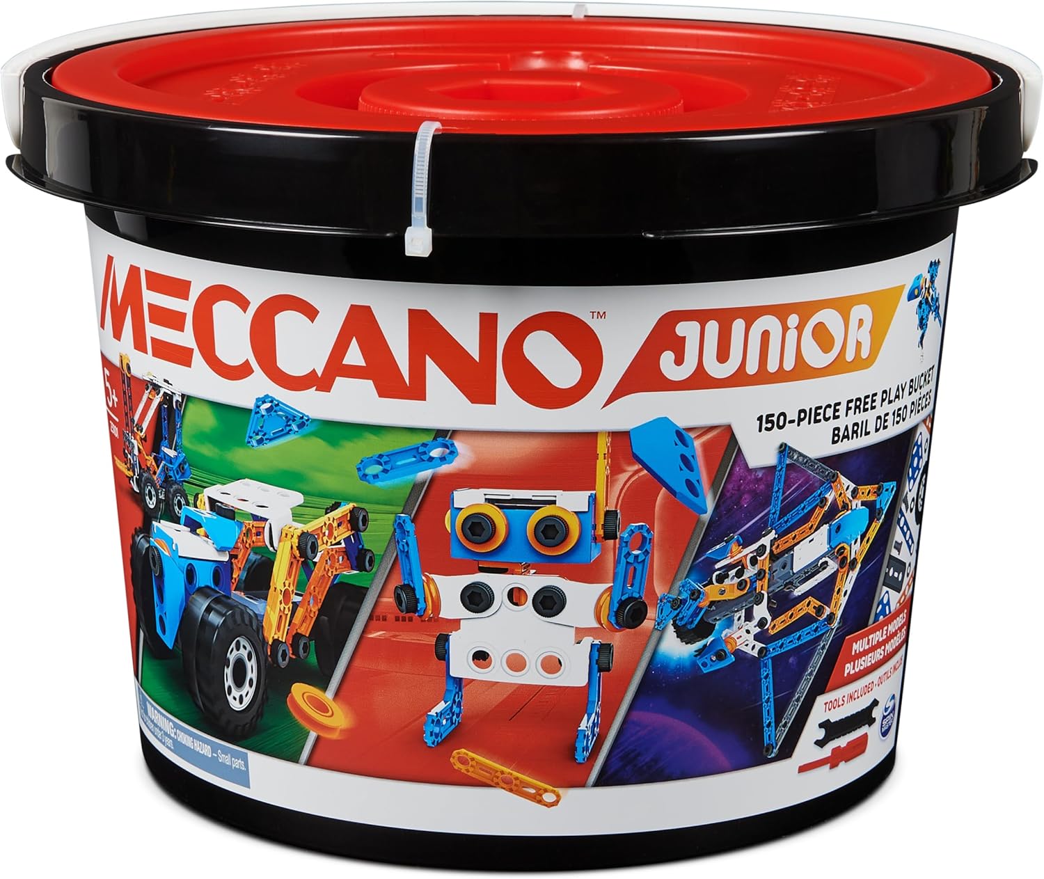 Meccano Junior Barrel 150 Pieces - Building Kit 5 Models, 2 Tools, Ins