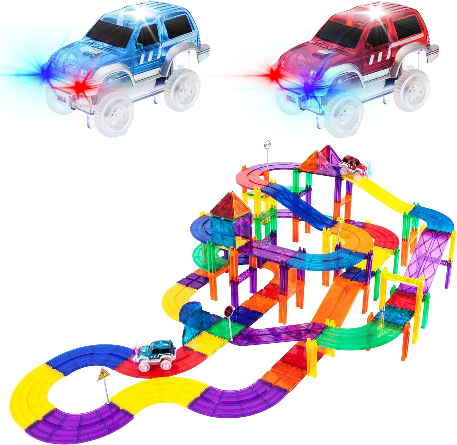 PicassoTiles 100pc Race Car Track Building Set