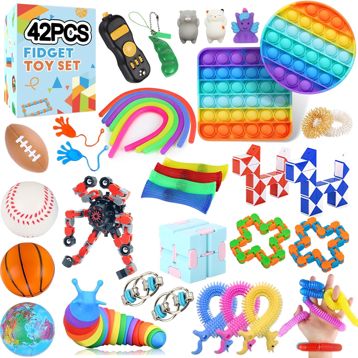 42Piece Sensory Toys Set,Relieves Stress & Anxiety for Kids & Adults F