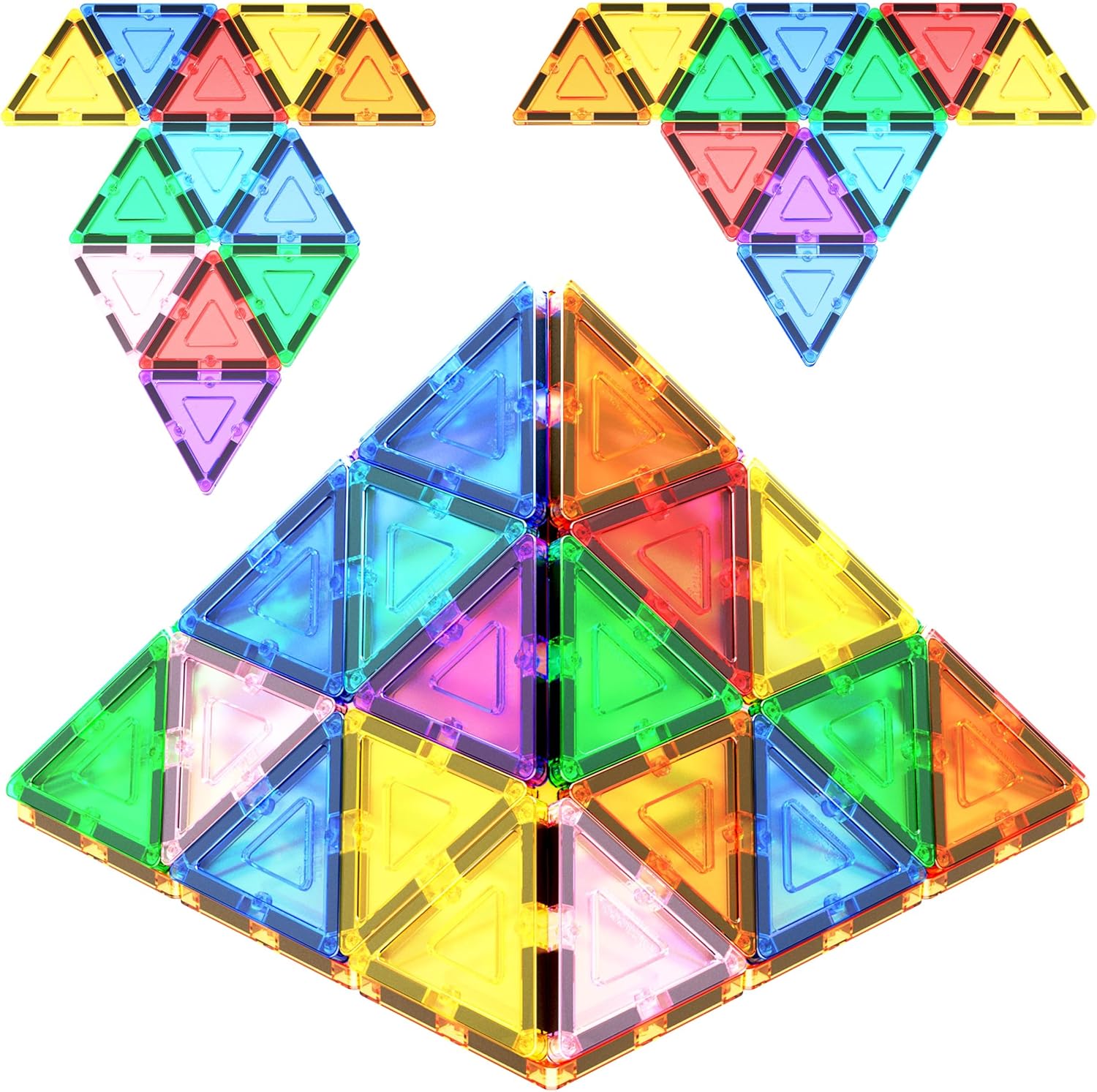 PicassoTiles 12pc Magnetic Building Block Set Equilateral Triangle Mag