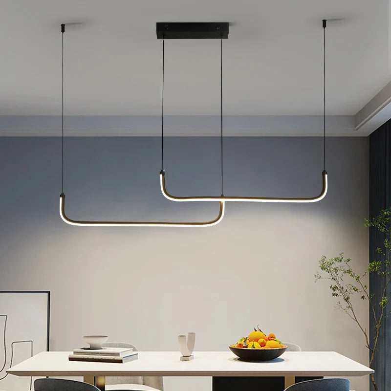 Modern LED Pendant Light Gold/Black Long Line Pendant Light For Restau