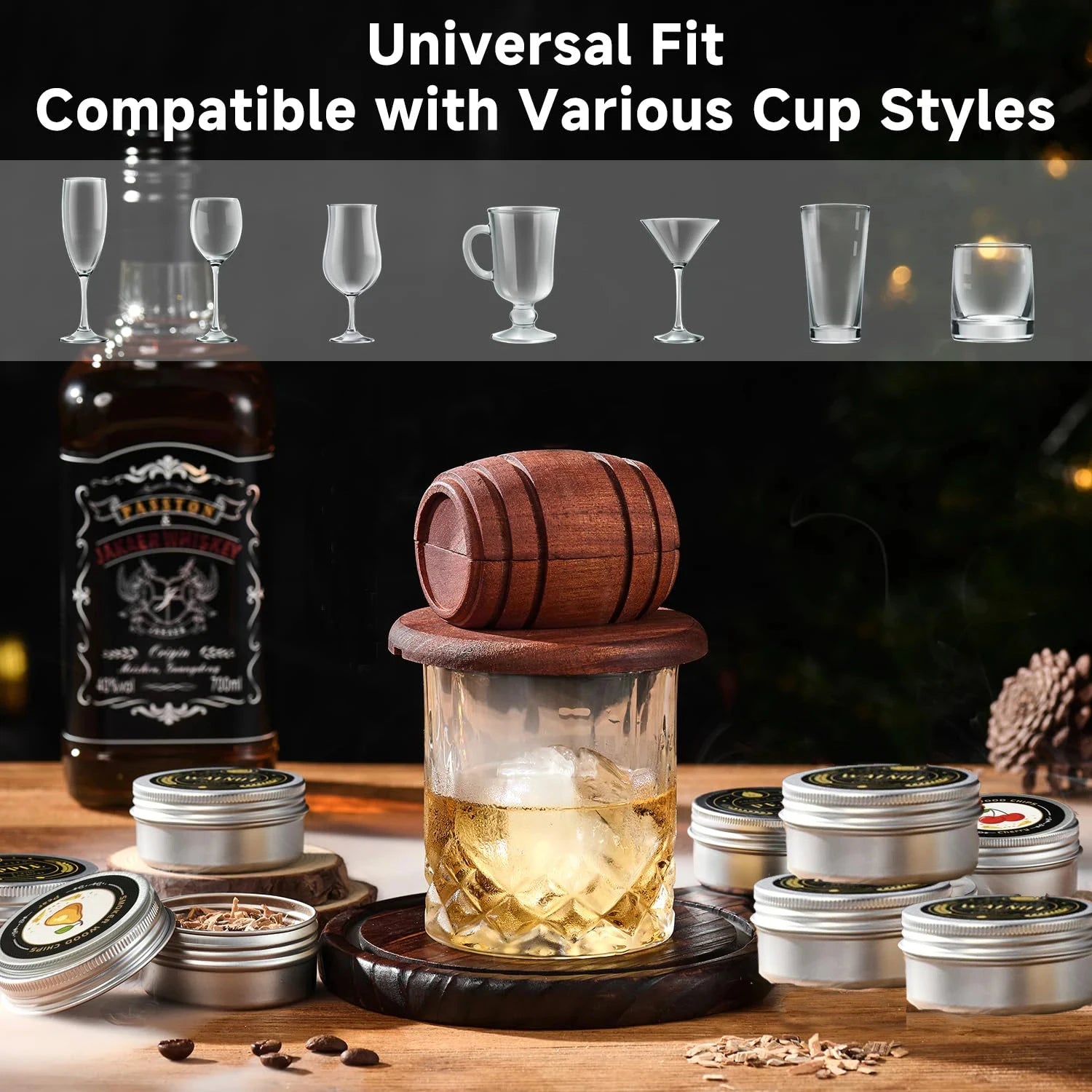 Whiskey Smoker Kit with Wood Chips-6 Flavors Old Fashioned Drink Smoke