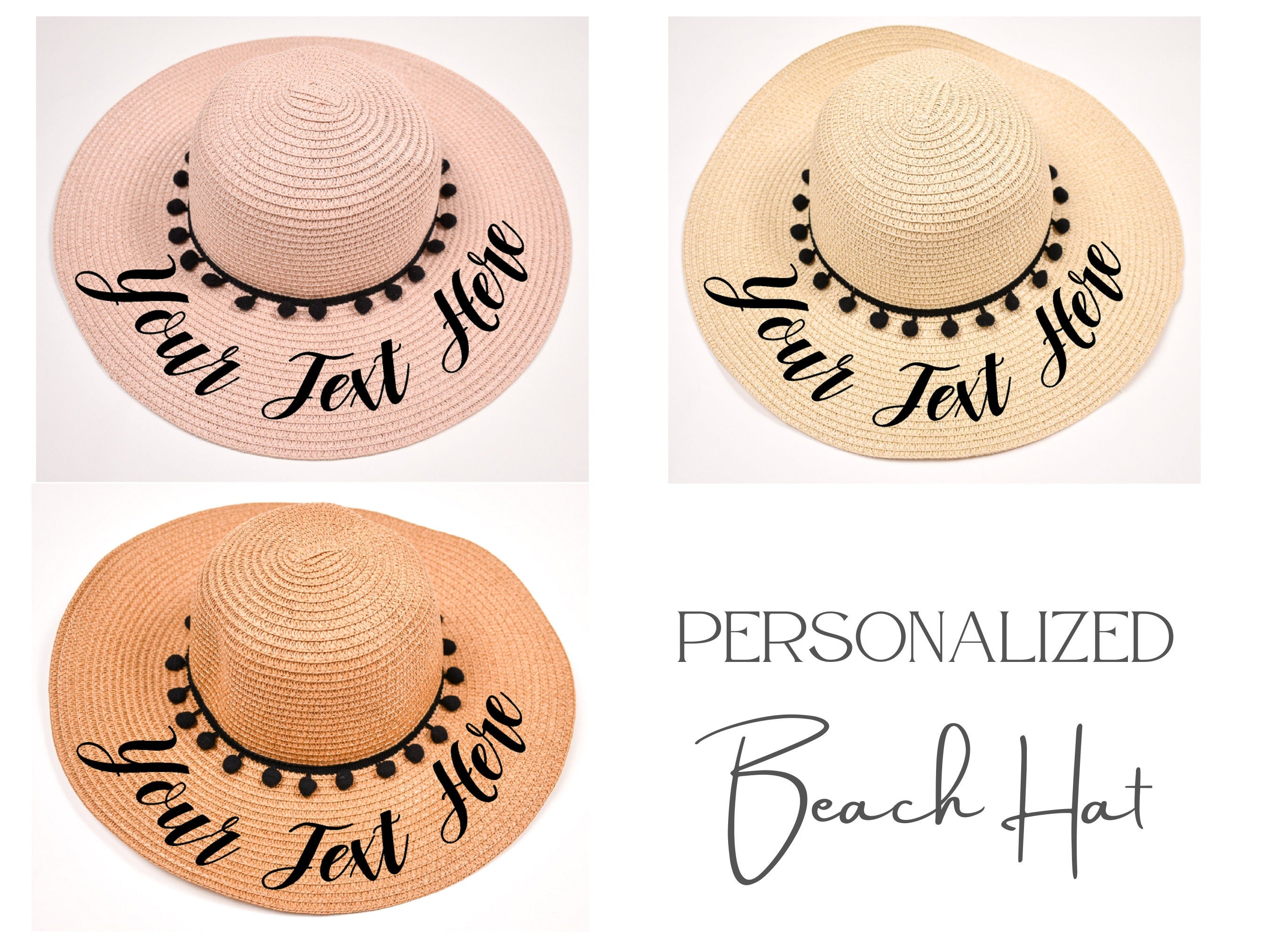 Bride Beach Hat - Personalized Bride Sun Hat - Bachelorette Party Hats