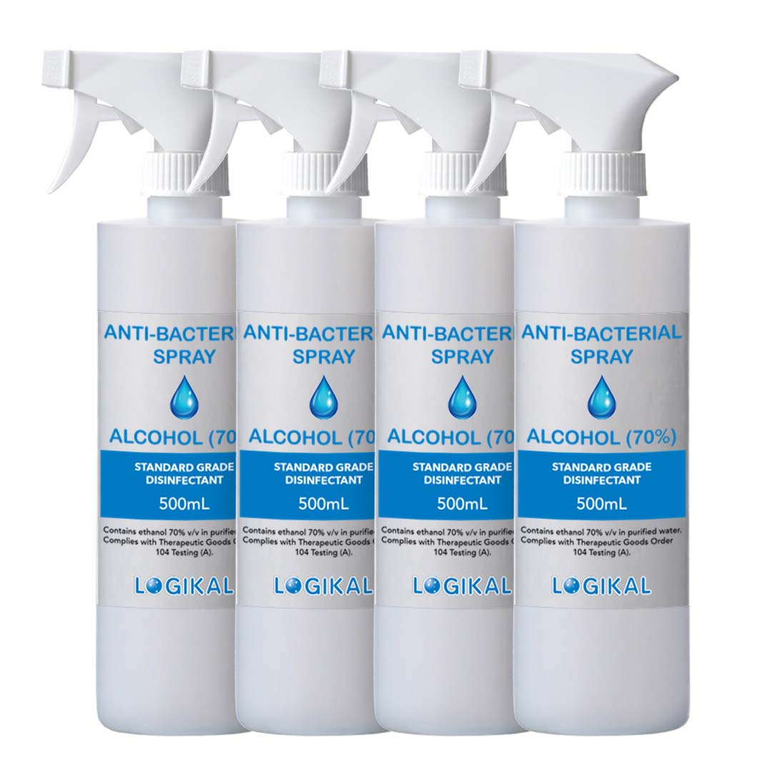 4X 500ml Standard Grade Disinfectant Anti-Bacterial Alcohol Spray Bott