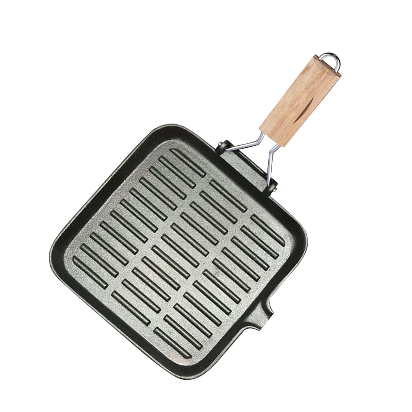 SOGA 24cm Ribbed Cast Iron Square Steak Frying Grill Skillet Pan with
