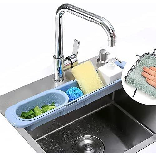 Kitchen Sink Organizer Storage Rack with Expandable Telescopic Holder