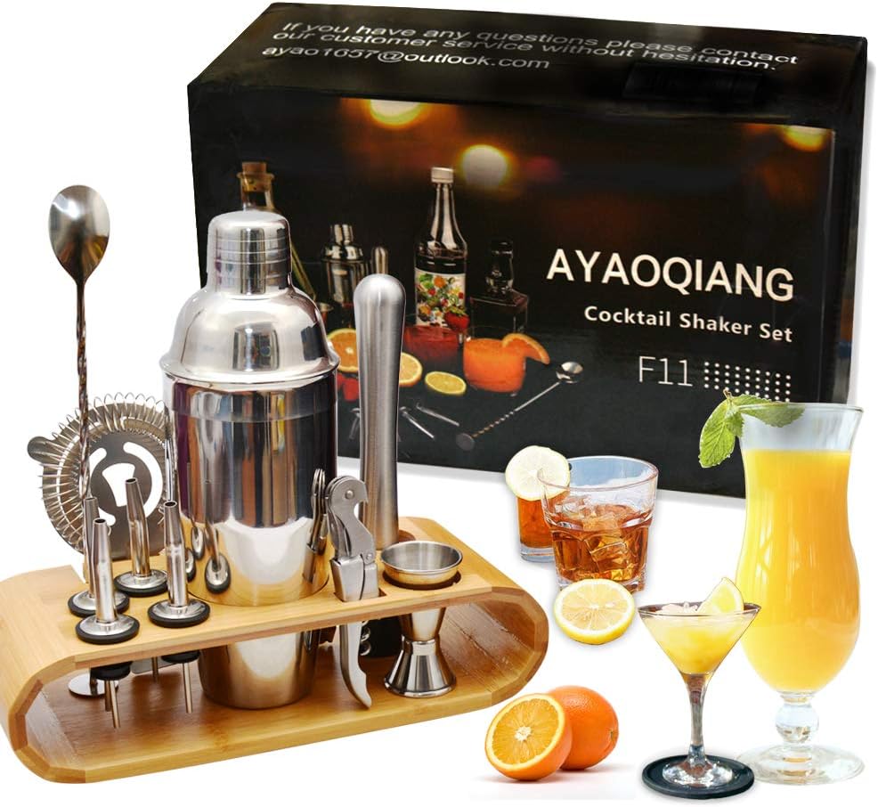 AYAOQIANG Cocktail Set - 11 Piece Bar Tool Kit